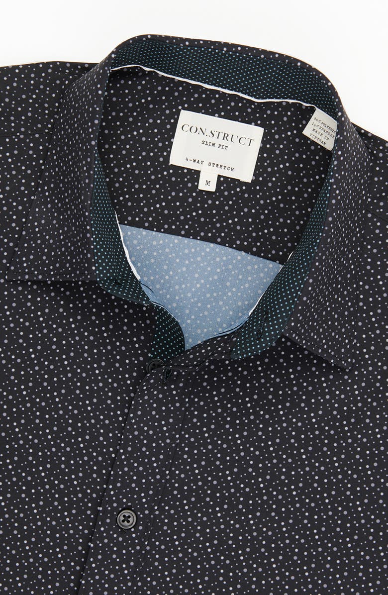 CONSTRUCT Mini Dot Print 4-Way Stretch Slim Fit Shirt | Nordstromrack