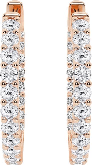 Badgley Mischka Collection 14K Rose Gold Near Colorless Lab Grown Round ...