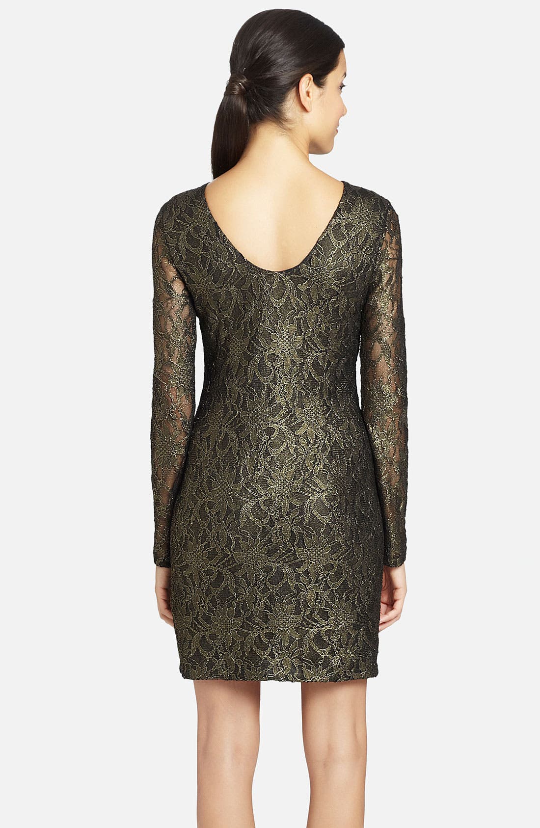 Cynthia Steffe 'Lydia' Metallic Illusion Sleeve Lace Dress | Nordstrom