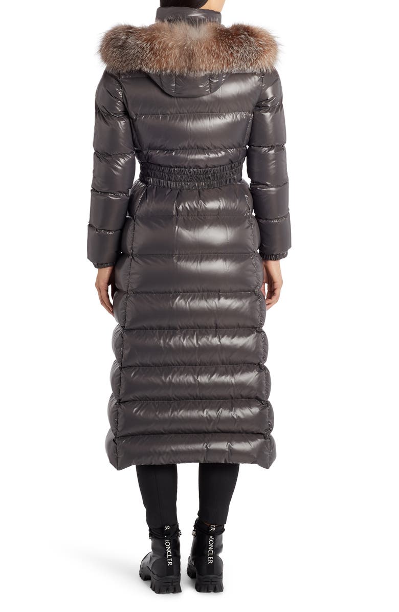Moncler Hudson Long Quilted Down Coat with Genuine Fox Fur Trim | Nordstrom