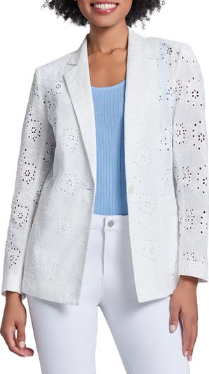 Jones New York Eyelet Embroidery One-Button Blazer | Nordstrom