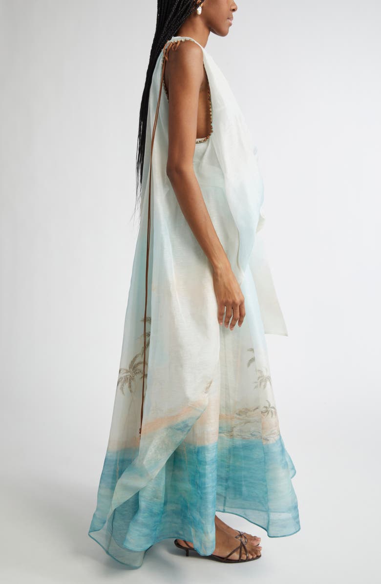 Zimmermann Seascape Print Organza Plunge Gown | Nordstromrack