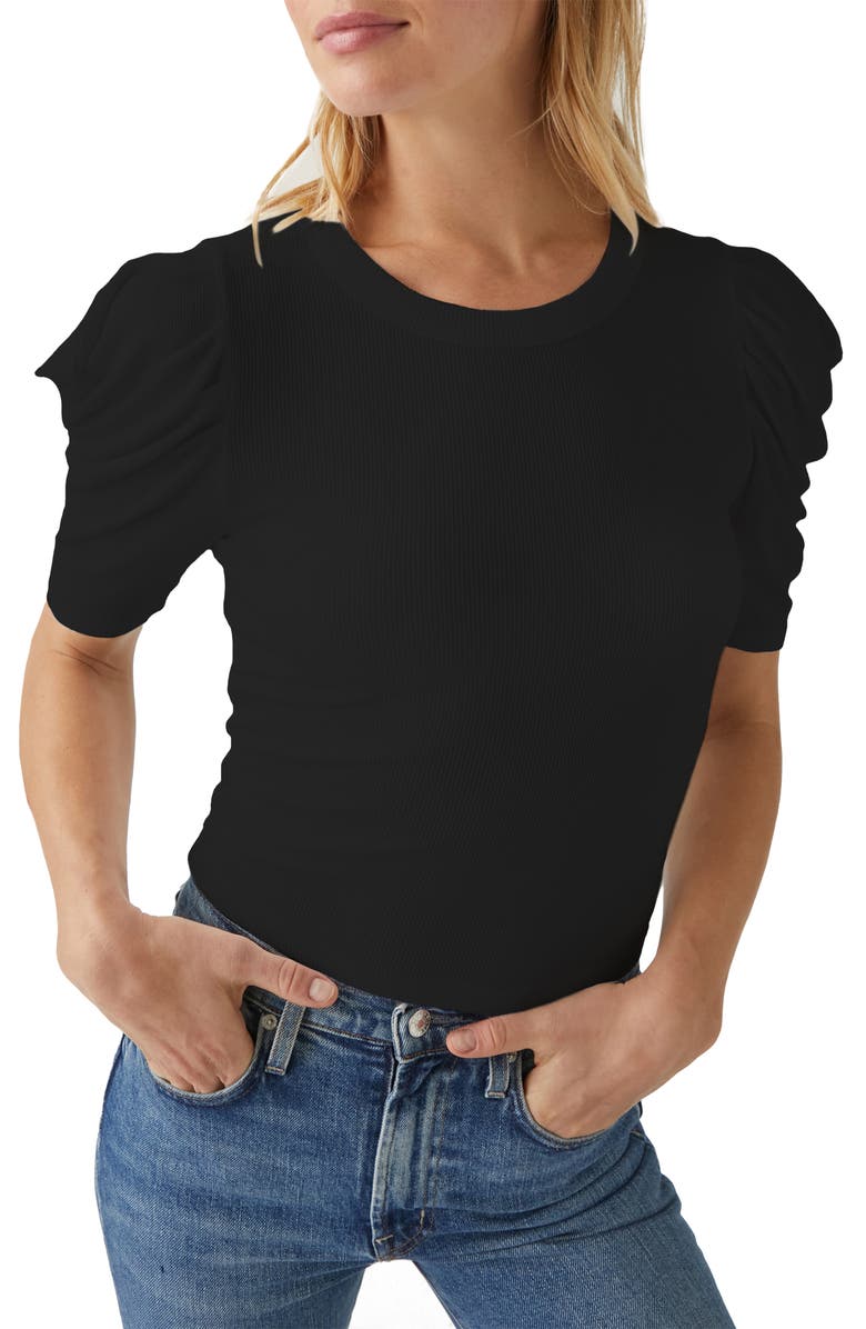 Michael Stars Andrea Pleat Sleeve Rib Top | Nordstrom