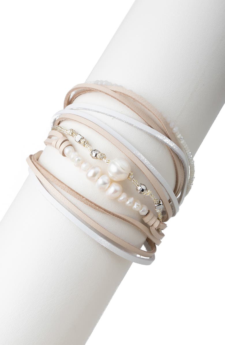 SAACHI Grace Pearl Beaded Leather Bracelet | Nordstromrack