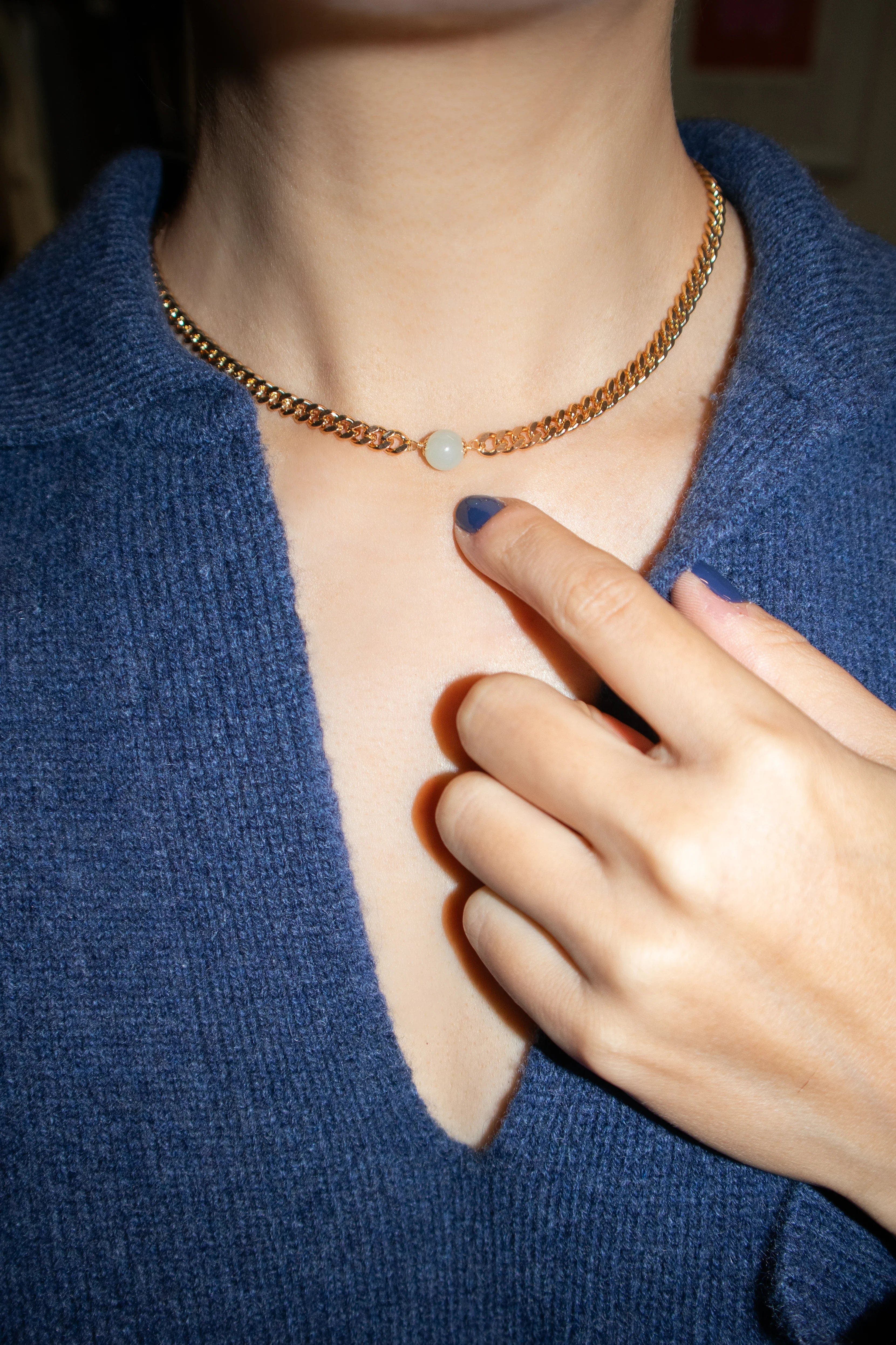 seree Charlotte Green jade gold chain necklace | Nordstrom