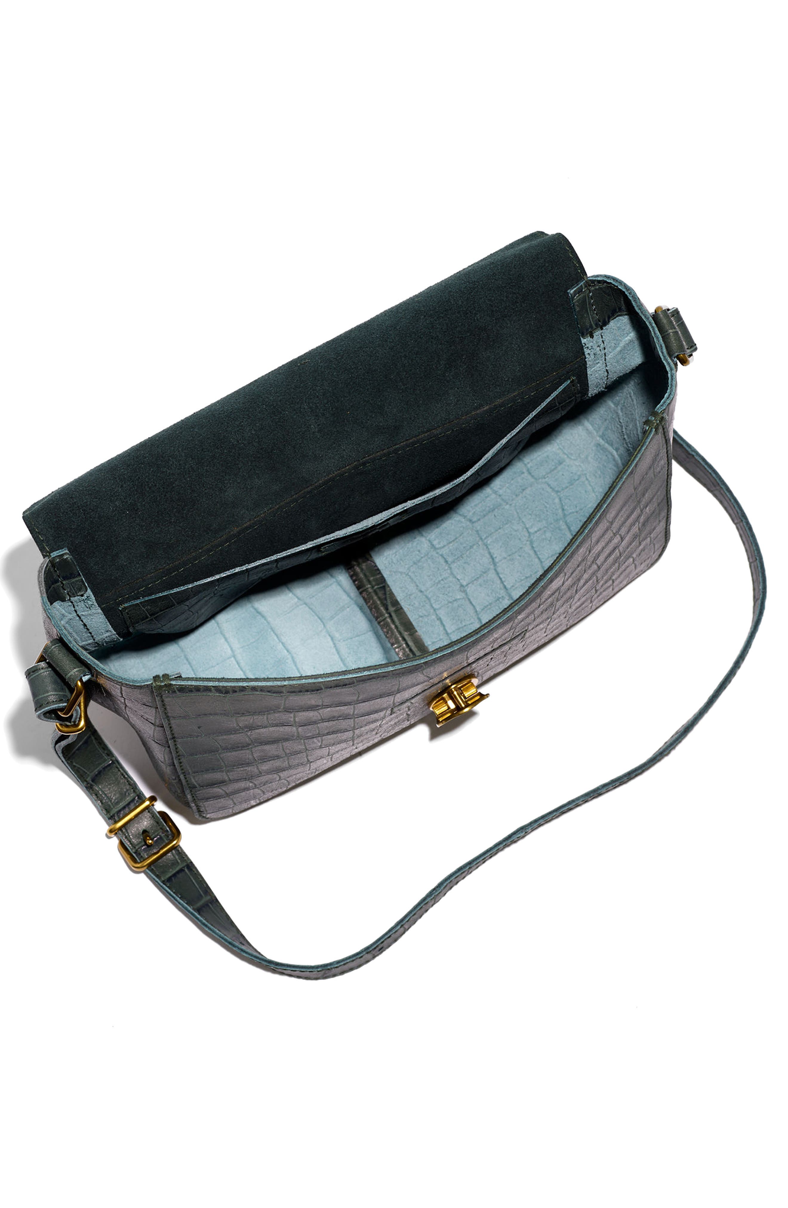 Madewell The Abroad Shoulder Bag: Croc Embossed Leather Edition | Nordstrom
