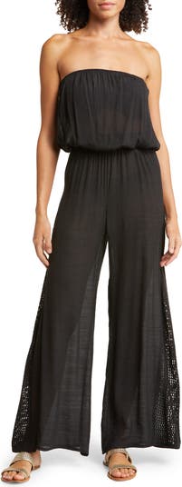 Elan Crochet Trim Strapless Cover-Up Jumpsuit | Nordstrom