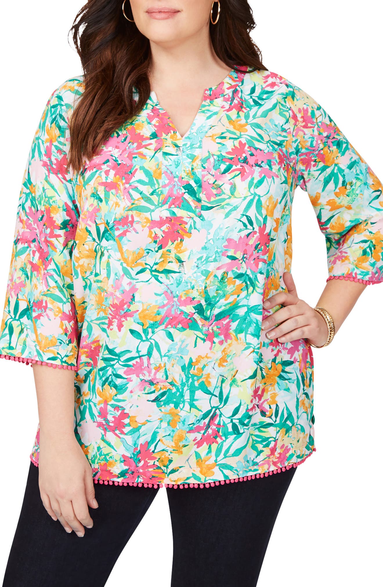 Foxcroft Heather Easy-Care Tropical Print Tunic | Nordstromrack