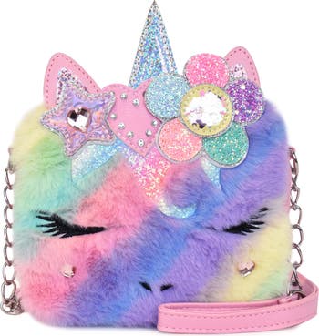 OMG Accessories Kids' Miss Gwen Faux Fur Unicorn Crossbody Bag ...