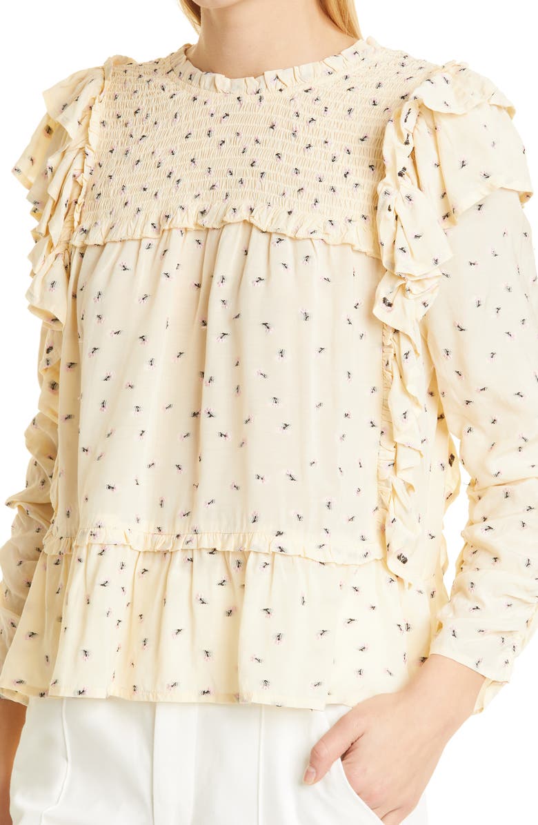 MUNTHE Crisp Embroidered Ruffle Blouse | Nordstromrack
