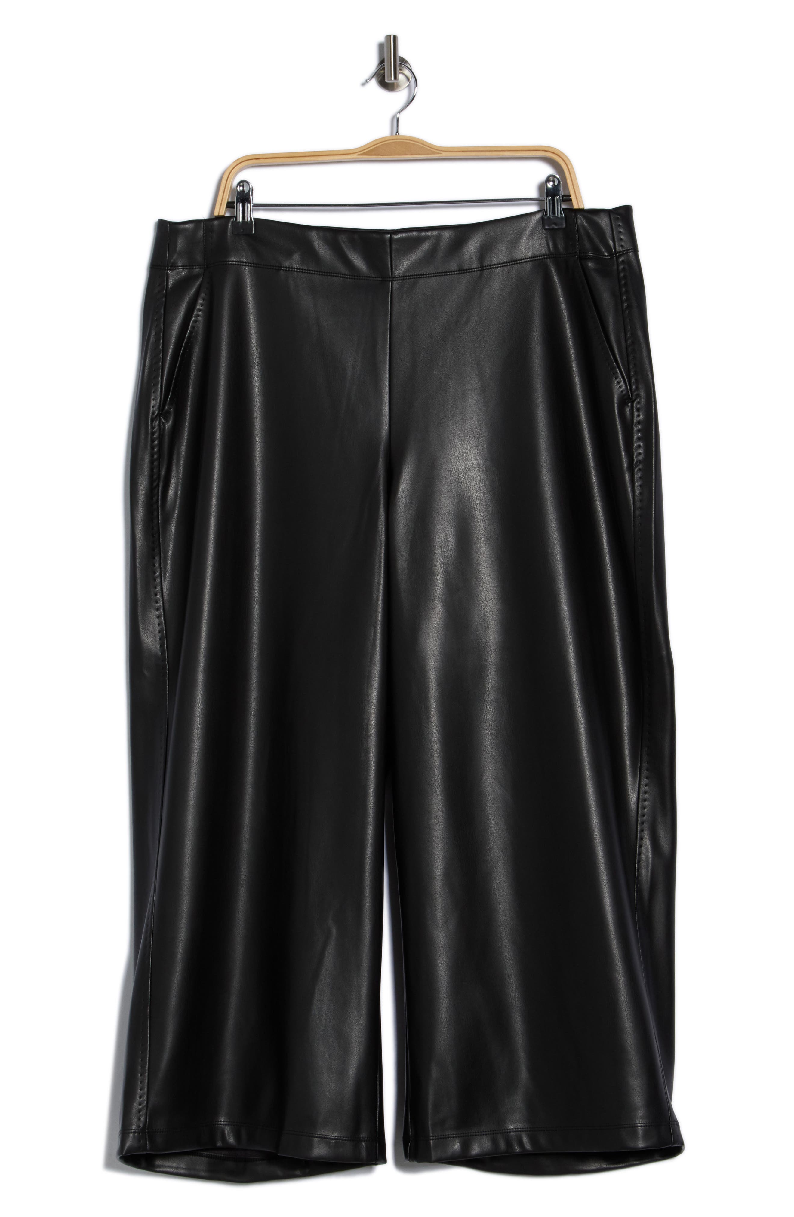 MAX STUDIO Crop Wide Leg Faux Leather Pants | Nordstromrack