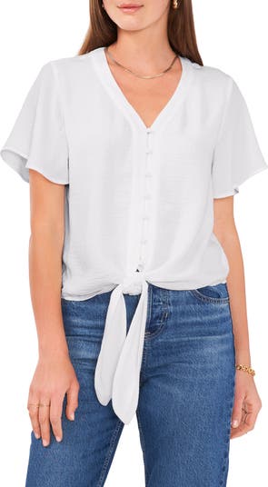 Vince Camuto Tie Hem Button Front Blouse | Nordstromrack