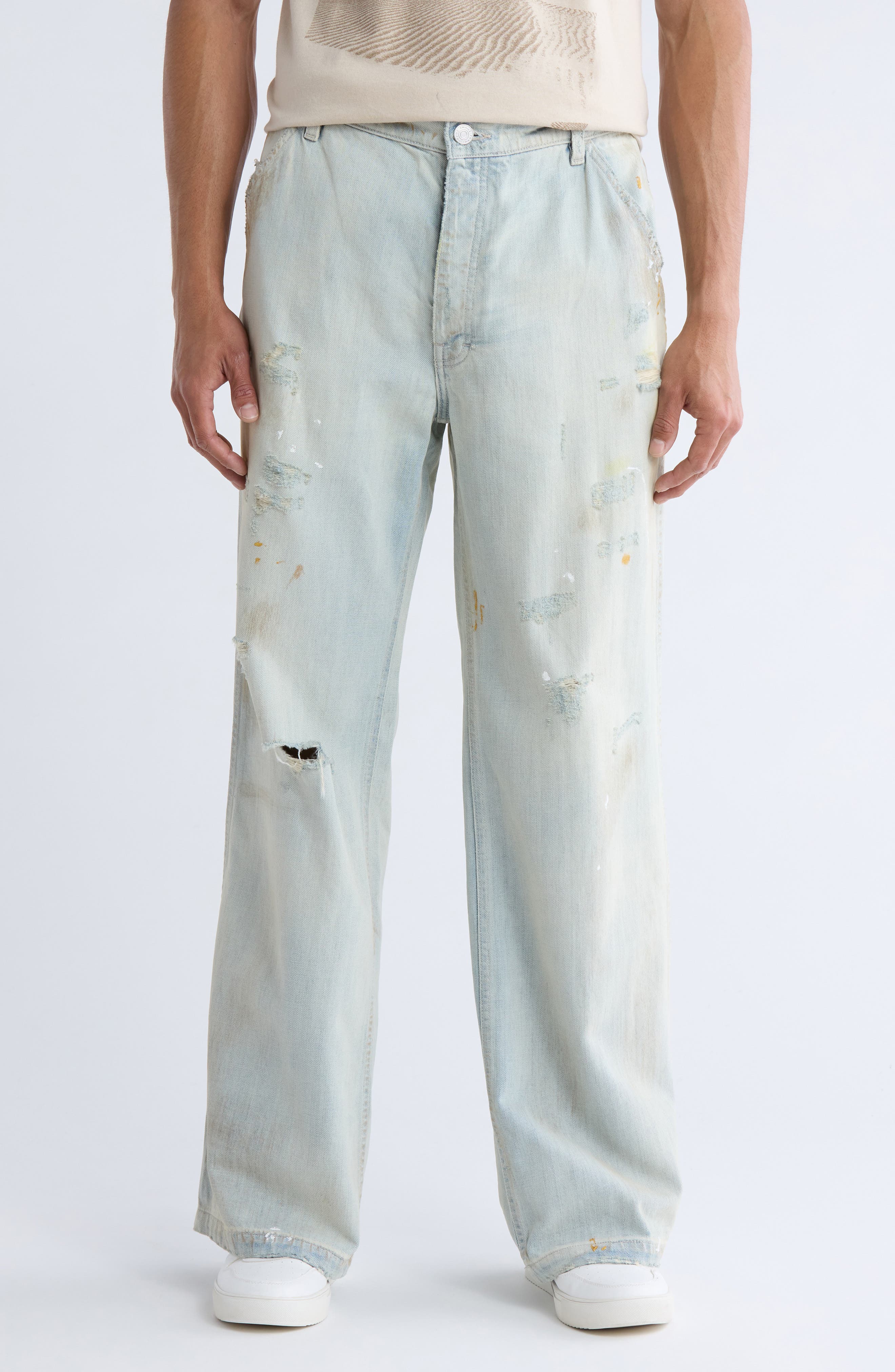 FRAME Skater Distressed Wide Leg Jeans | Nordstromrack