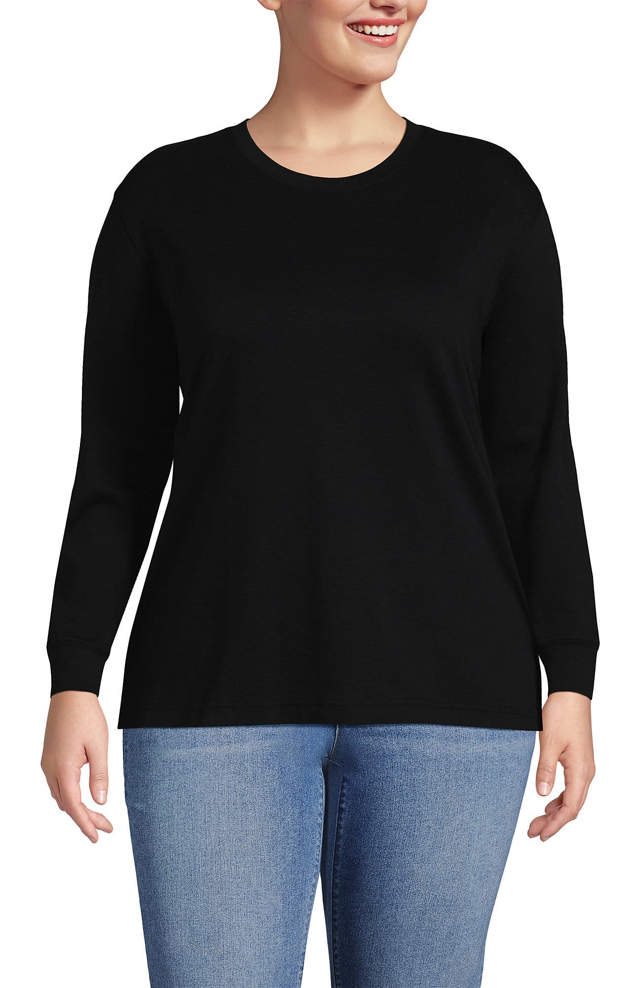 Lands' End Long Sleeve Cotton Interlock Crew T-Shirt | Nordstrom
