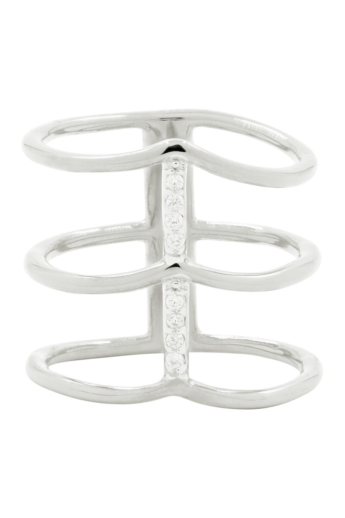 FREIDA ROTHMAN Radiance Platinum Rhodium Clad Sterling Silver CZ Cage ...