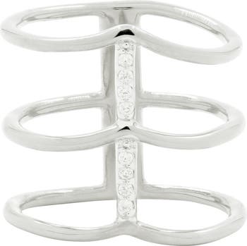 FREIDA ROTHMAN Radiance Platinum Rhodium Clad Sterling Silver CZ Cage ...