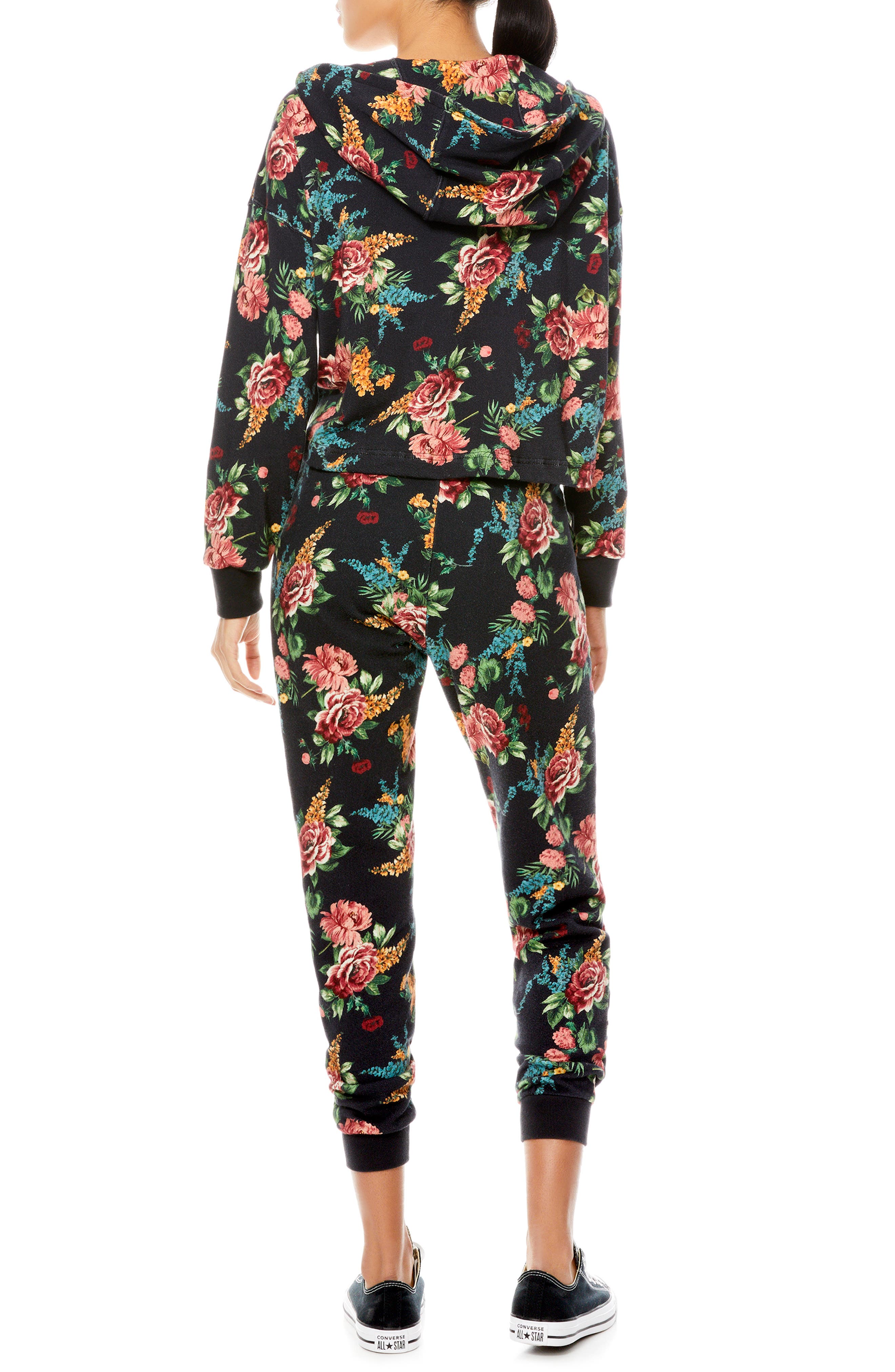Alice + Olivia Quinlan Floral Half Zip Crop Hoodie | Nordstromrack