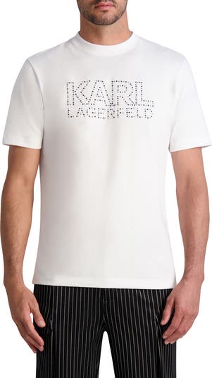 Karl Lagerfeld Paris White Label Nail Head Studded Logo T-Shirt | Nordstrom