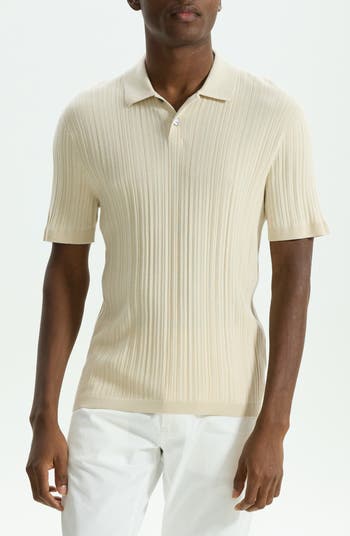 Theory Damian Variegated Rib Cotton Blend Polo Sweater | Nordstrom