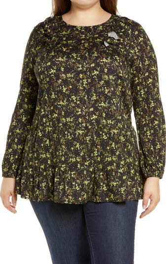VERO MODA CURVE Maria Floral Ditsy Peplum Top | Nordstromrack