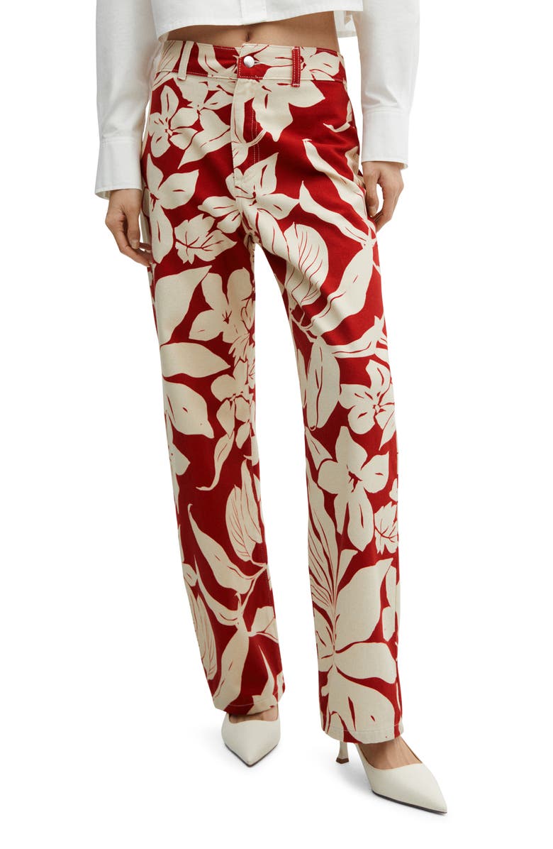 MANGO Print Ankle Straight Leg Jeans | Nordstrom