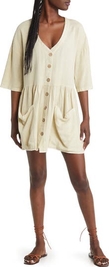 Rip Curl Patch Pocket Button-Up Shift Minidress | Nordstrom