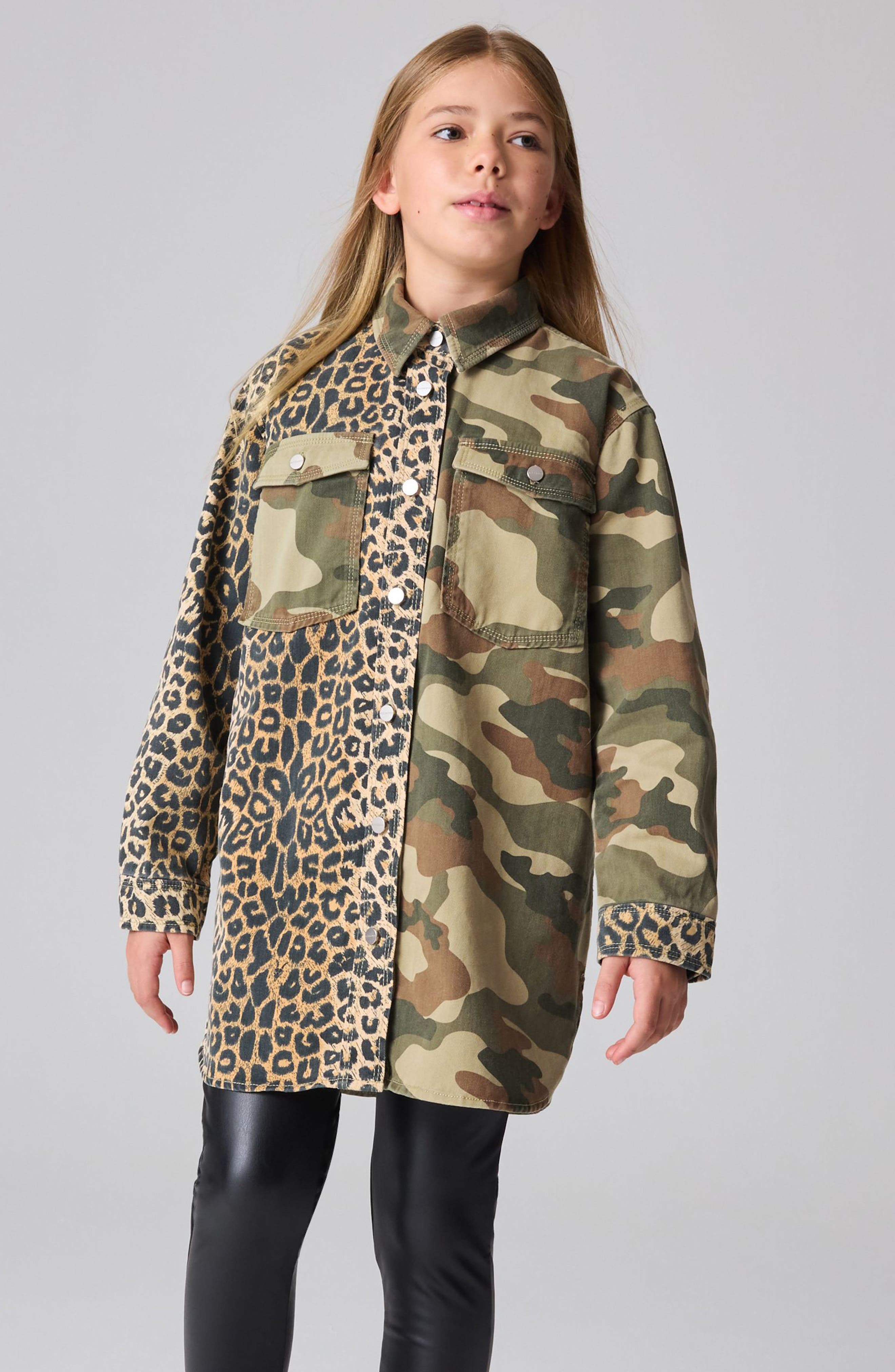 smALLSAINTS by ALLSAINTS Kids' Leopard & Camo Print Denim Shacket ...
