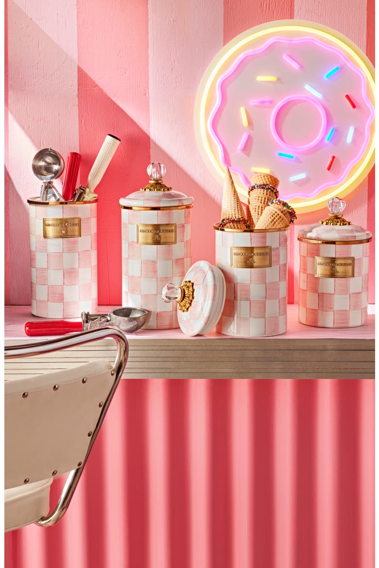 Rosy Check Enameled Steel Small Canister | Nordstrom