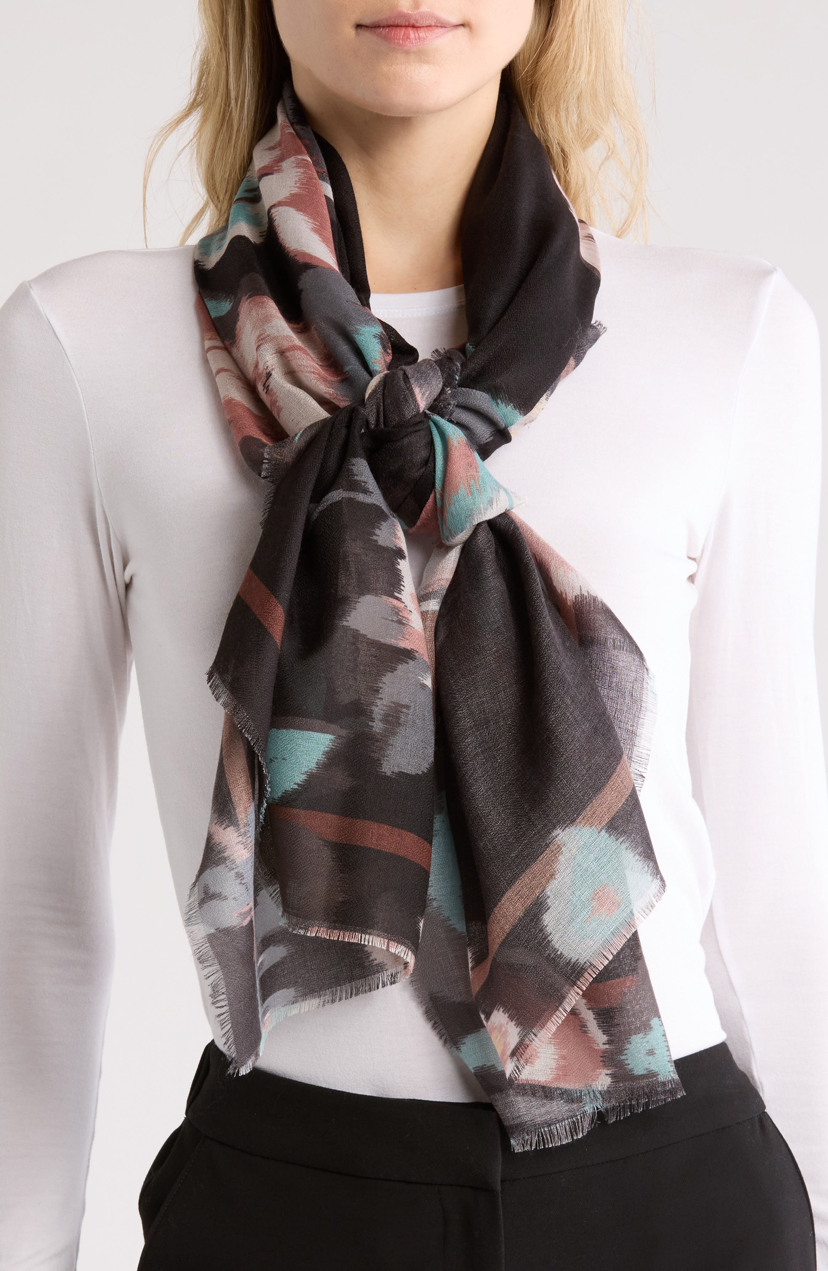 Vince Camuto Ikat Rose Gauze Square Scarf | Nordstromrack