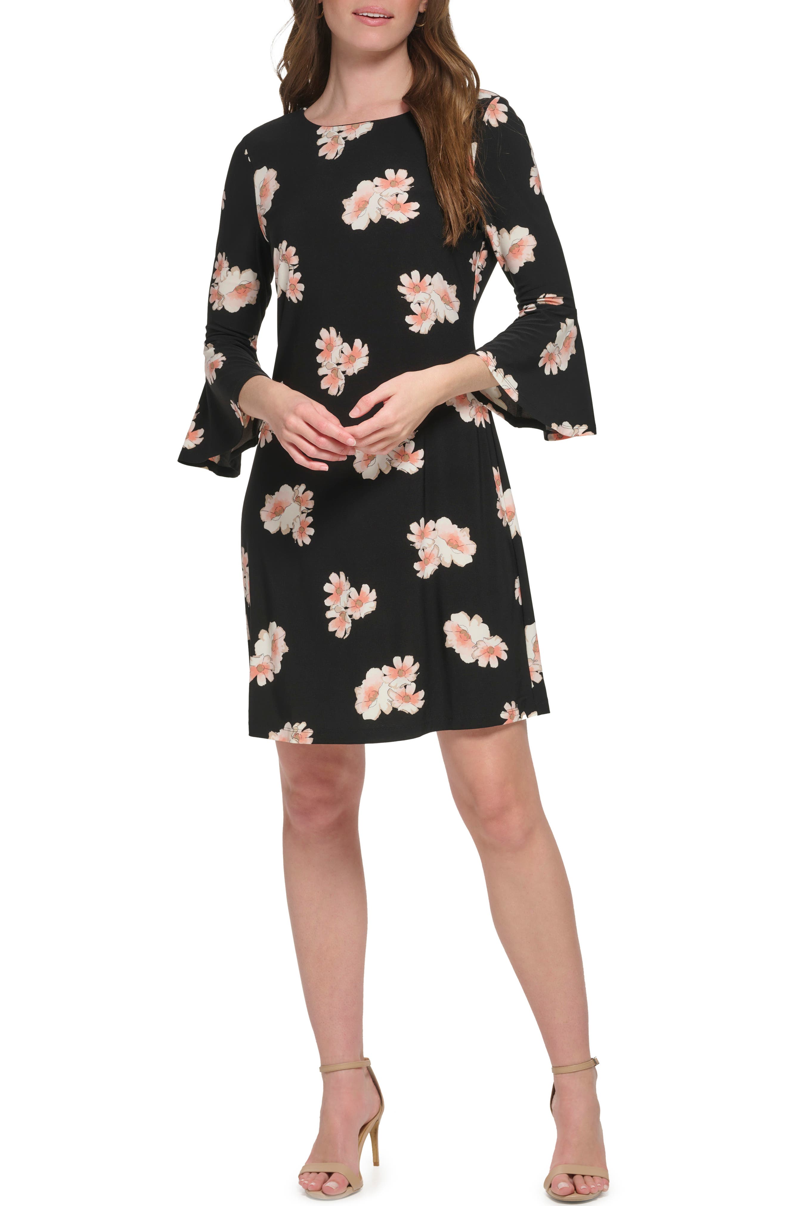 Beacon Floral Bell Sleeve Shift Dress (Women) | Nordstromrack