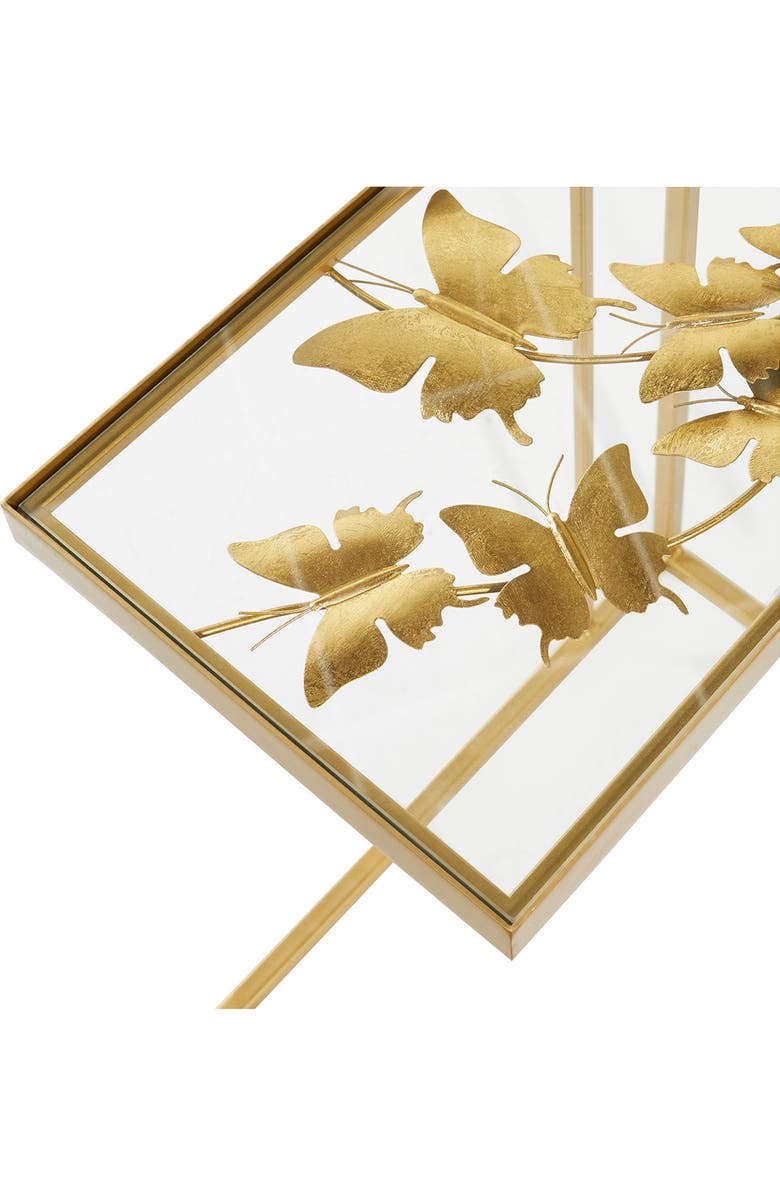 VIVIAN LUNE HOME Goldtone Metal Contemporary Accent Table with Clear ...