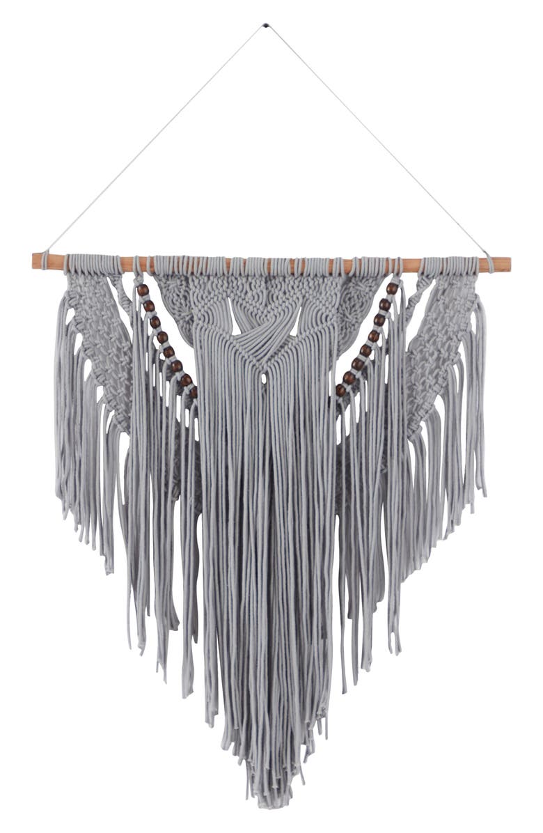 GINGER BIRCH STUDIO Gray Cotton Handmade Intricately Woven Macramé Wall ...