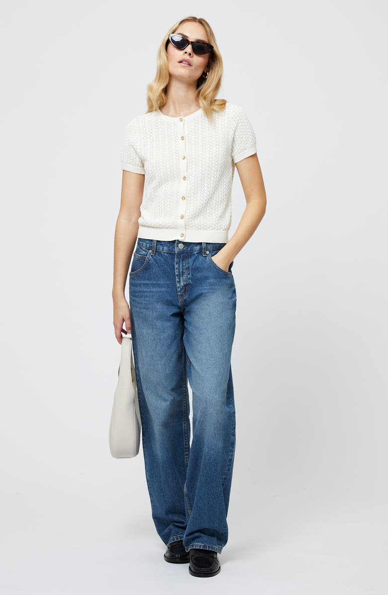 French Connection Pointelle Cotton Blend Cardigan | Nordstrom