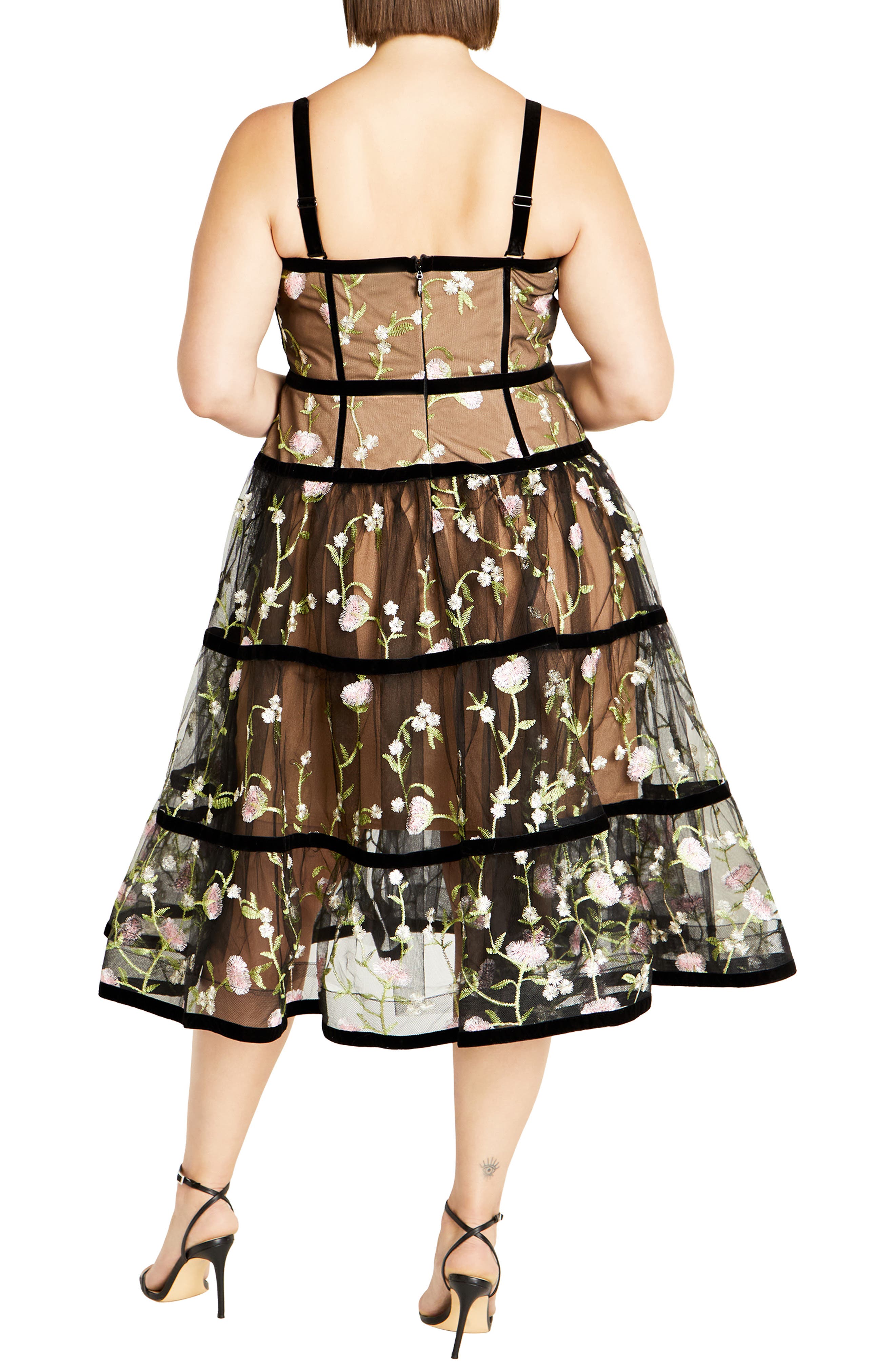 City Chic Splendour Floral Embroidery A-Line Dress | Nordstrom