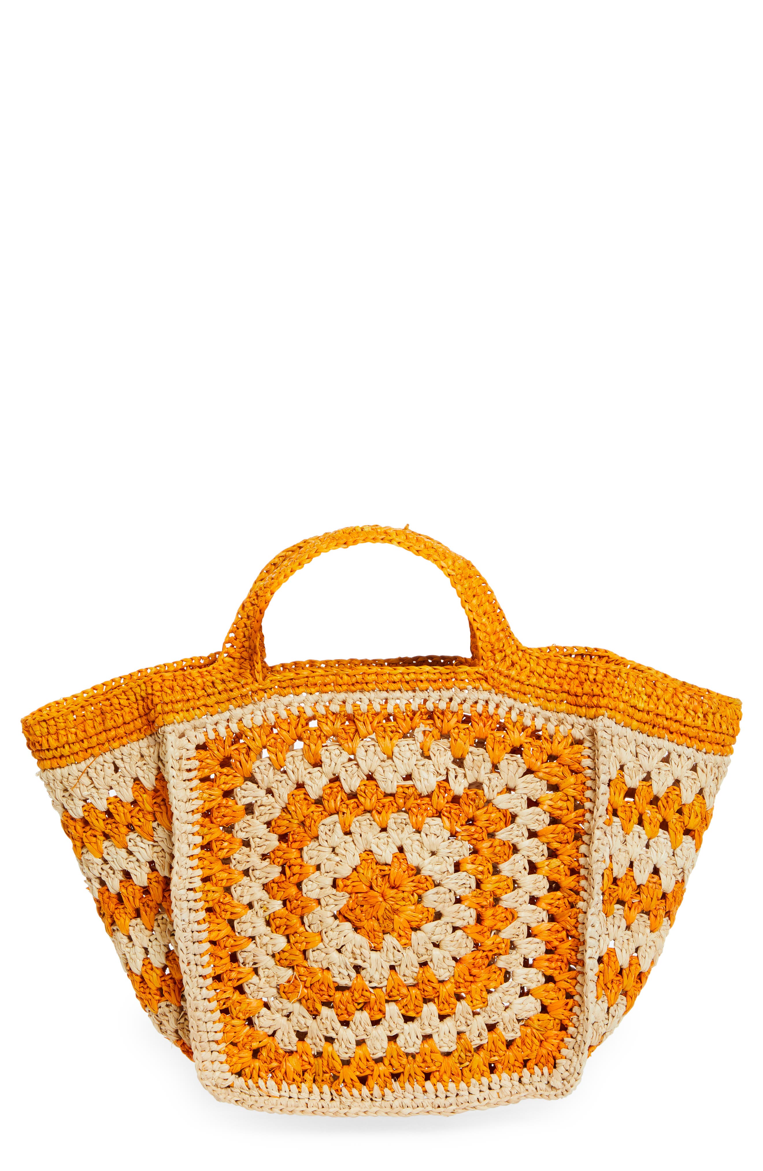 Eilaf Howdah Crochet Raffia Tote In Orange | ModeSens