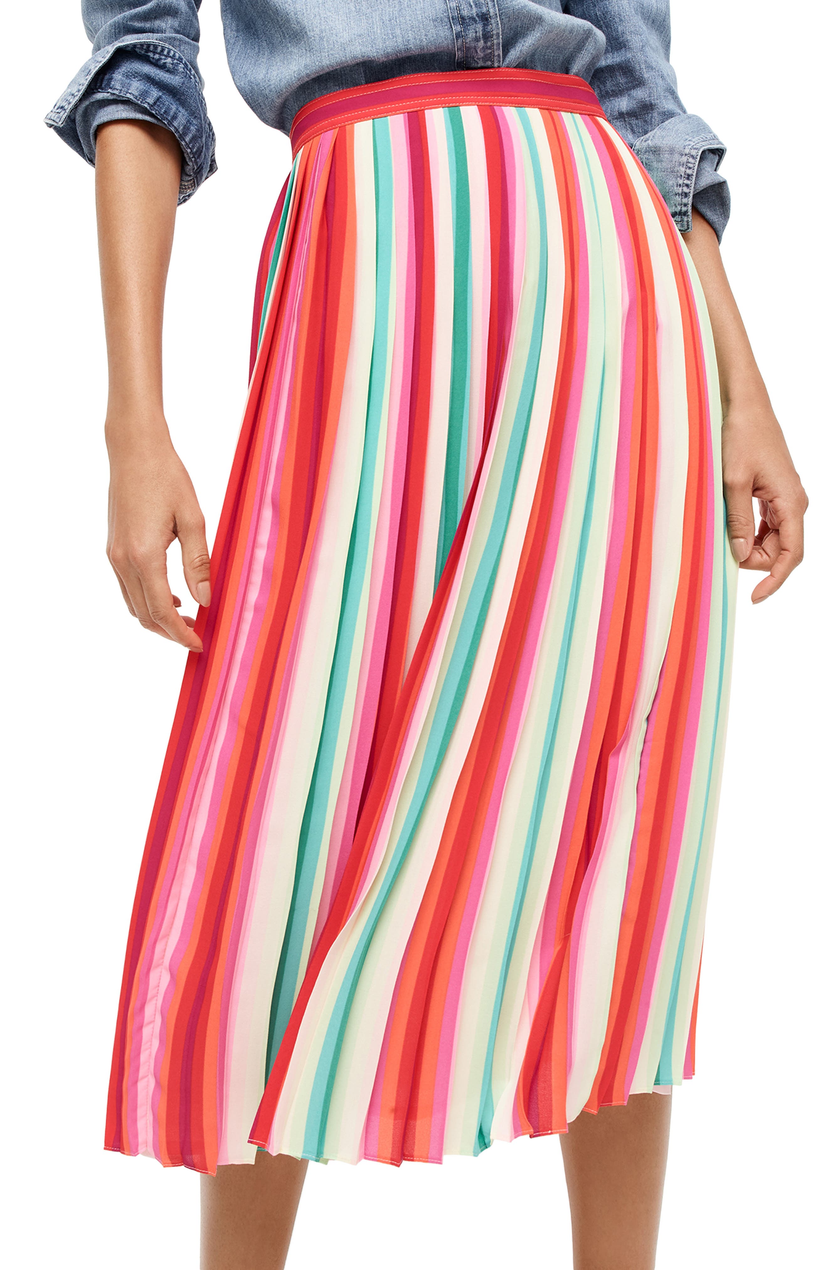 J.Crew Watermelon Stripe Pleat Skirt | Nordstromrack