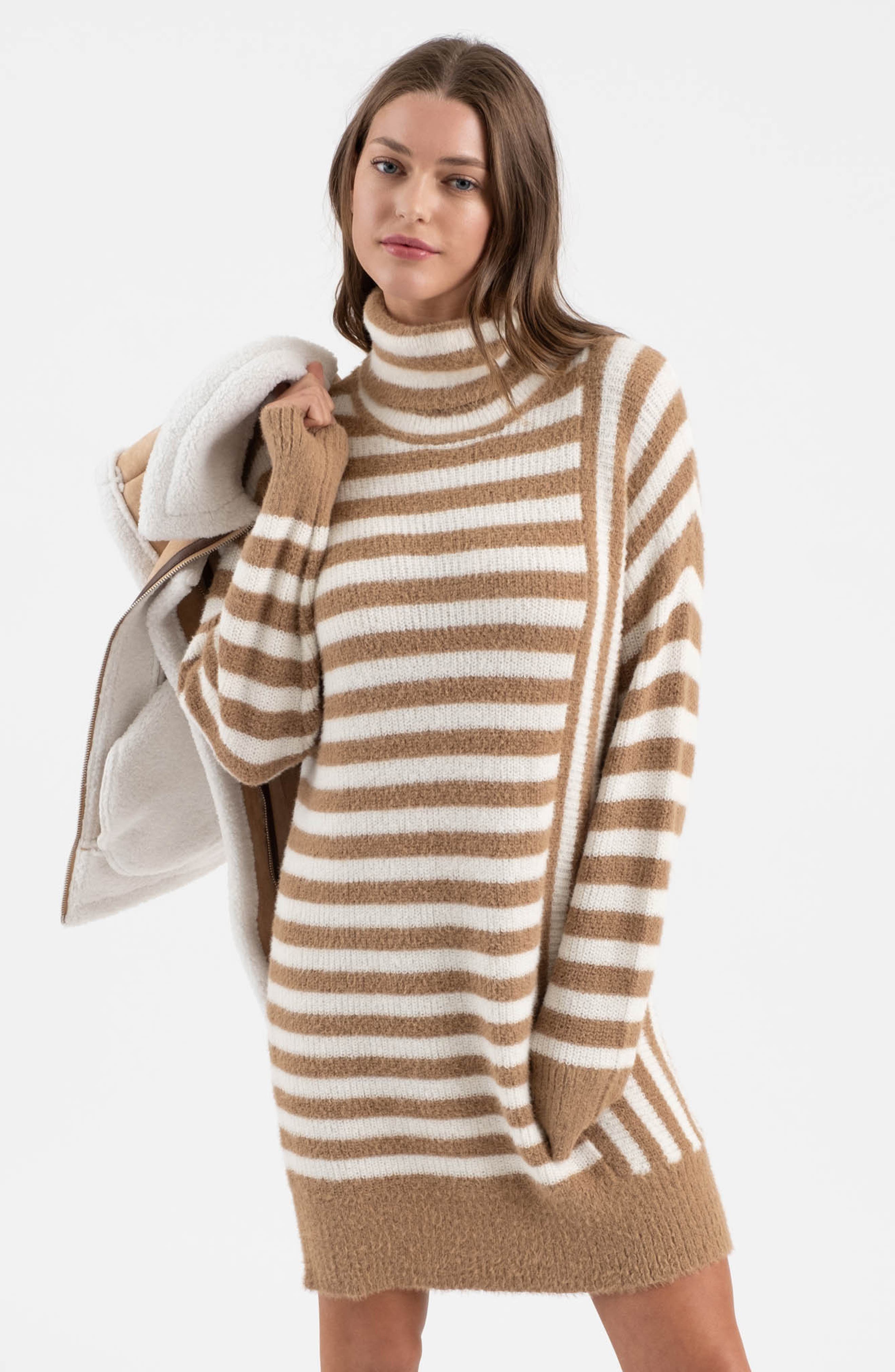 Blu Pepper Stripe Long Sleeve Turtleneck Sweater Dress | Nordstromrack