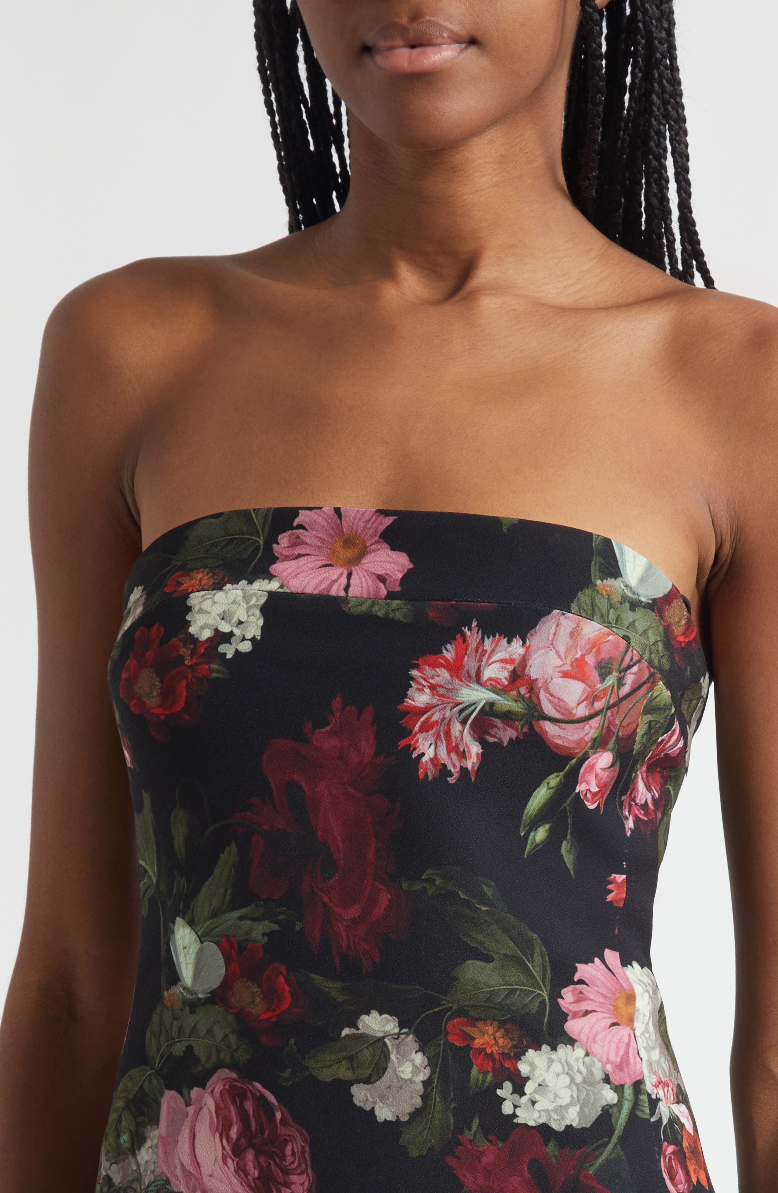 Alice + Olivia Kelly Floral Strapless Minidress | Nordstrom