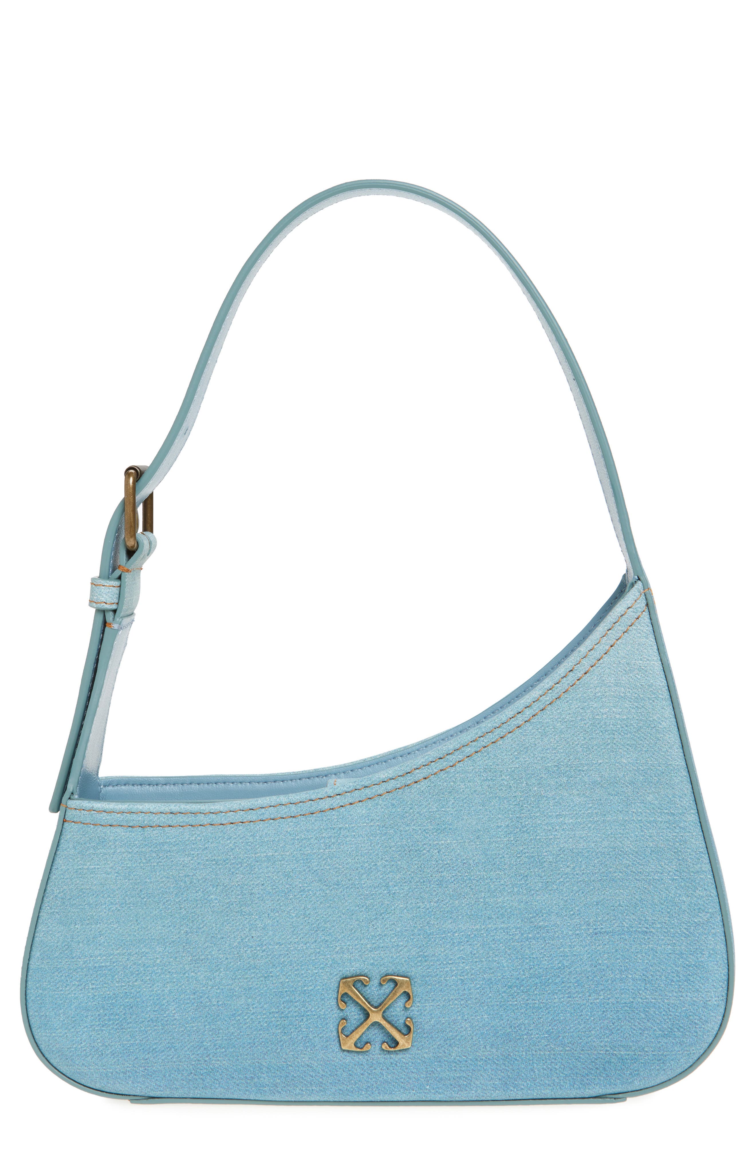 Off-White Jitney Denim Print Leather Shoulder Bag | Nordstromrack