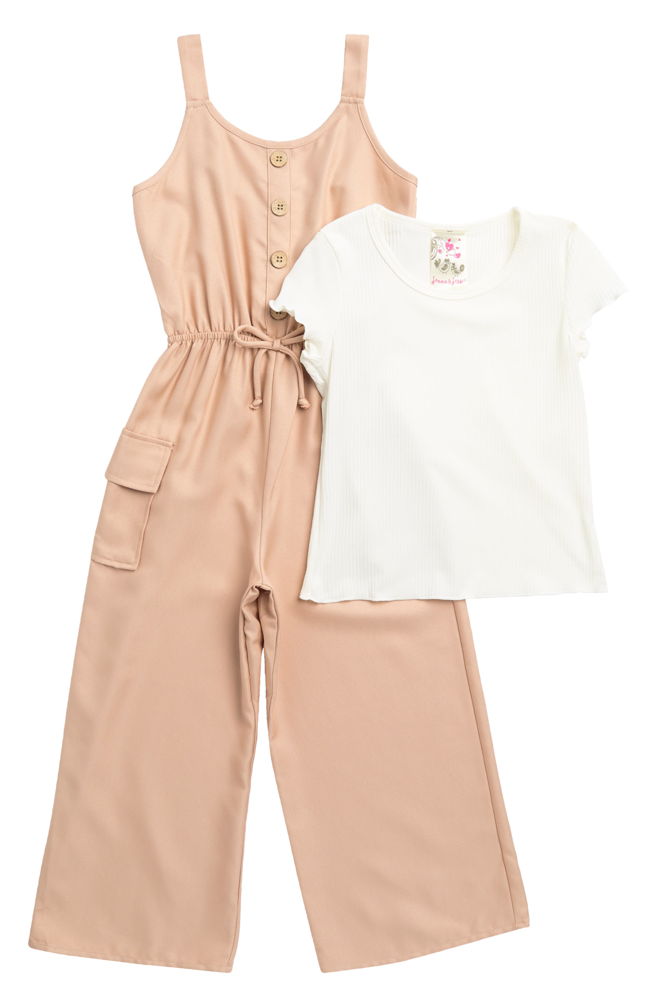 Lily Bleu Kids' Cargo Jumpsuit & Ribbed Short Sleeve Tee Set ...