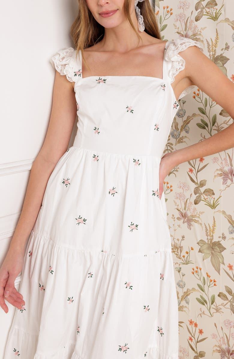 FLYING TOMATO Embroidered Tiered Cotton Sundress | Nordstromrack