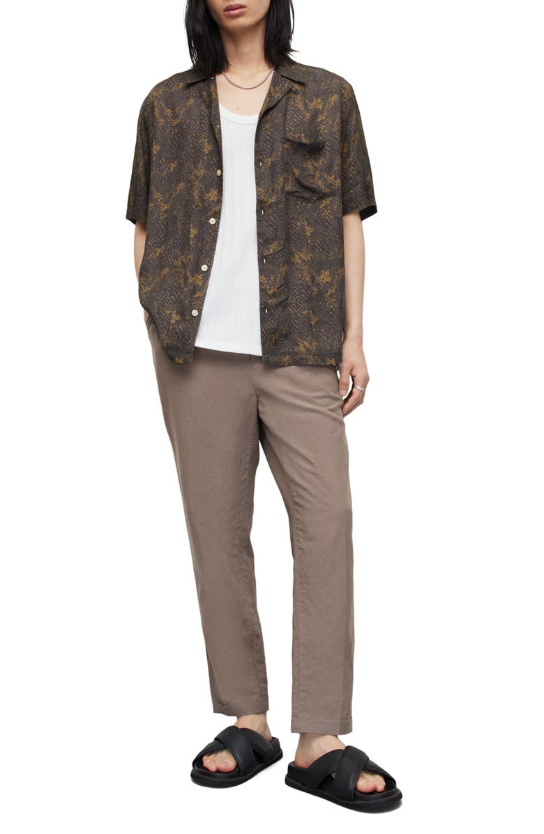 AllSaints Caiman Relaxed Fit Reptile Print Short Sleeve Button-Up Camp ...