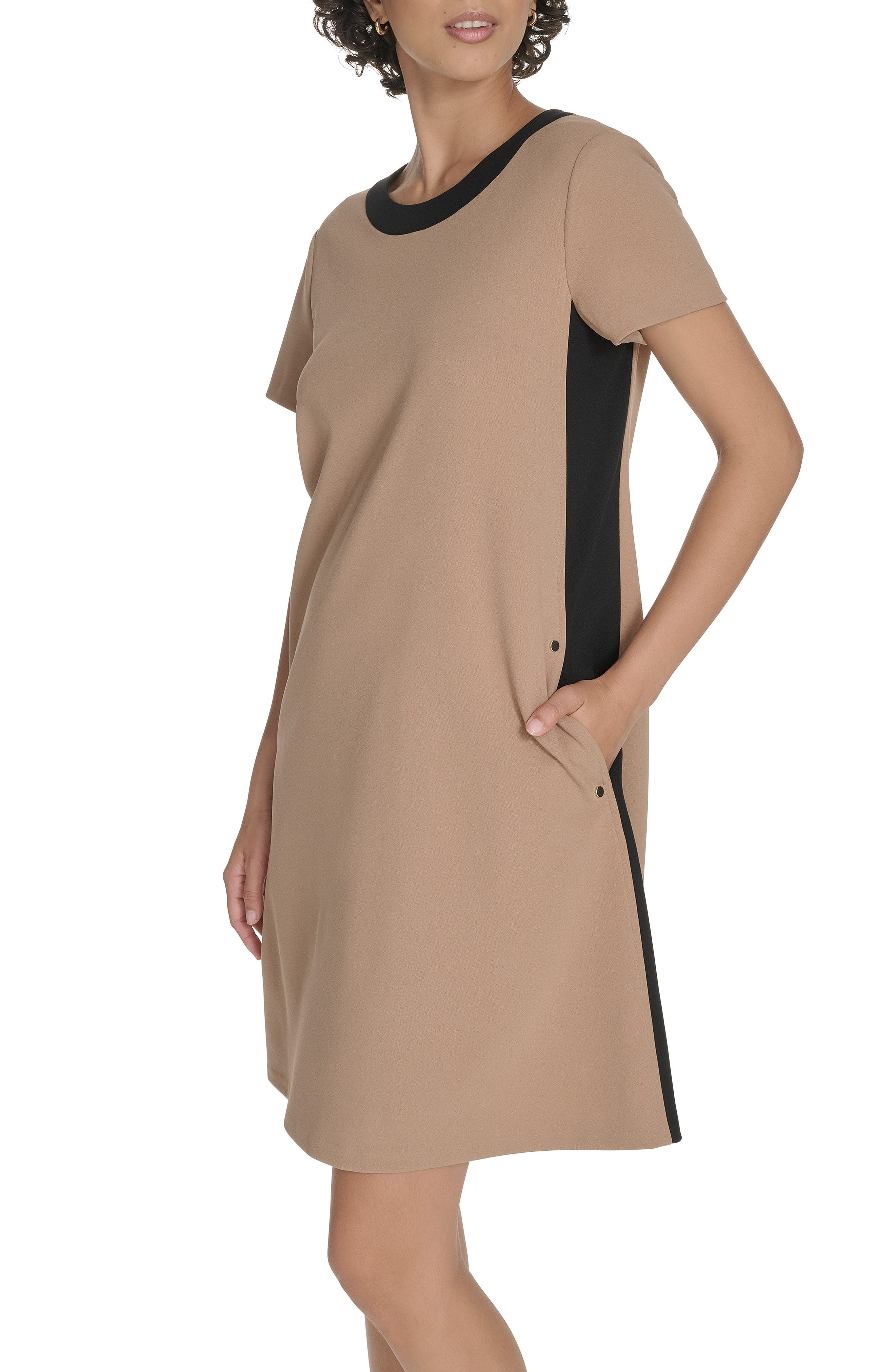 Tommy Hilfiger Colorblock Short Sleeve Pocket Trapeze Dress | Nordstromrack