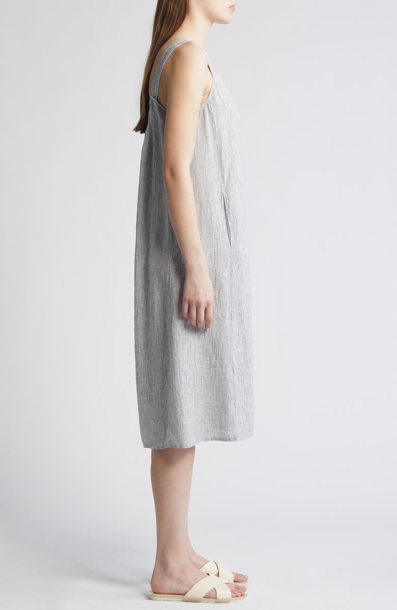 Eileen Fisher Square Neck Organic Linen Midi Shift Dress | Nordstromrack