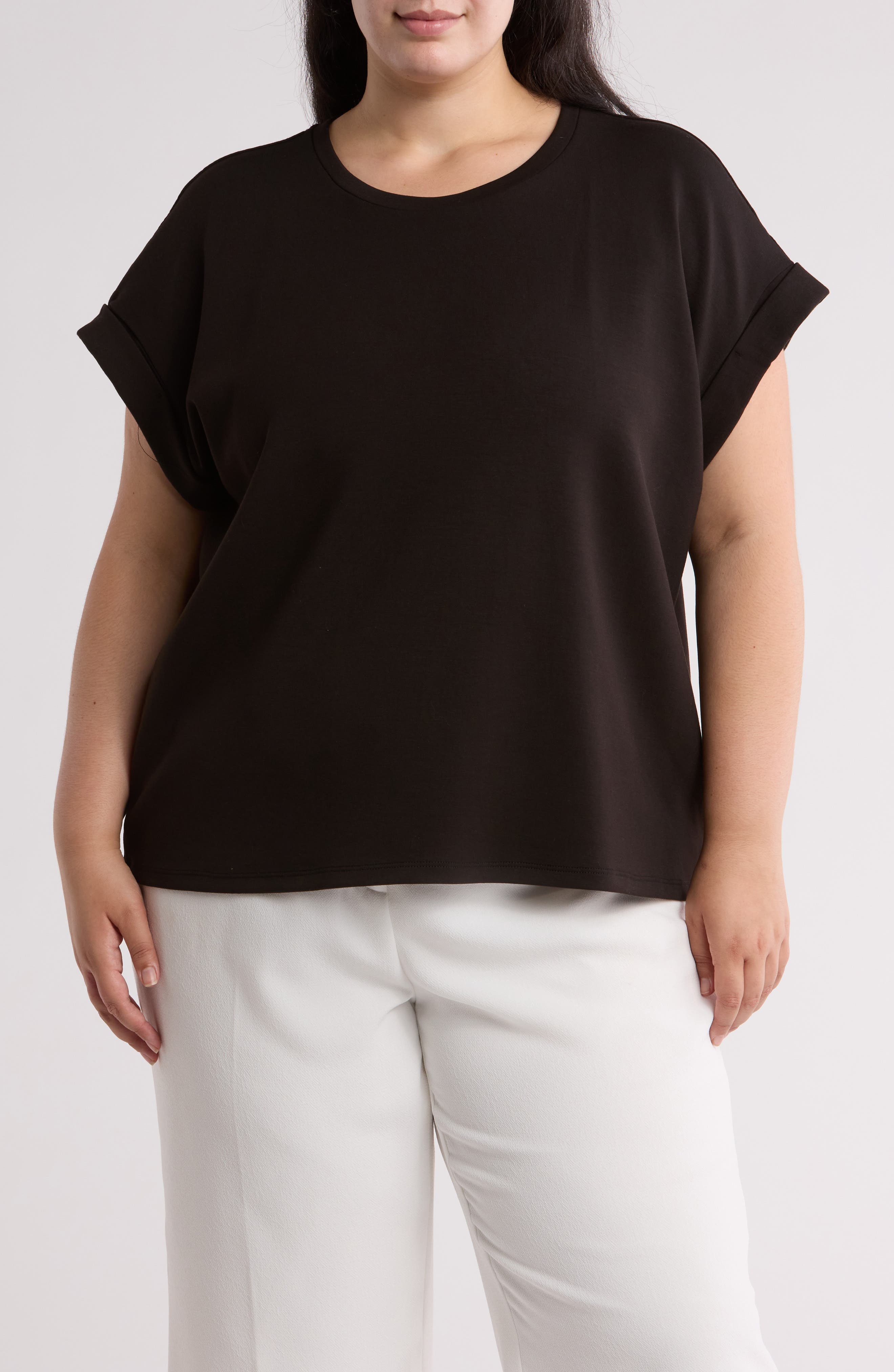 T Tahari Roll Sleeve Scuba Knit Top | Nordstromrack