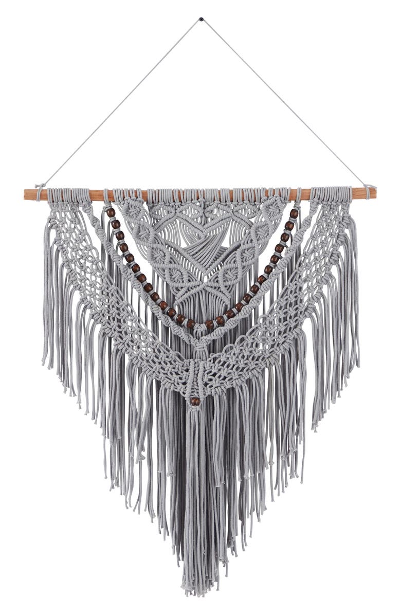 GINGER BIRCH STUDIO Gray Cotton Handmade Intricately Woven Macramé Wall ...