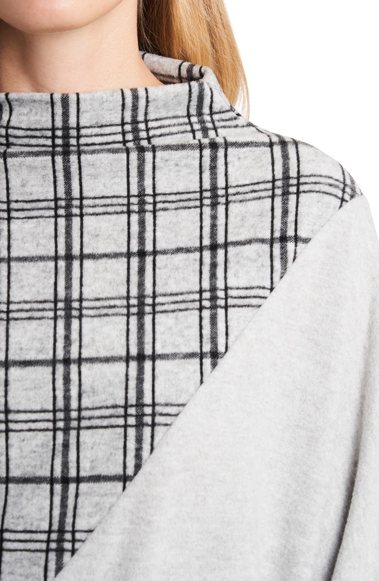 Vince Camuto Half Plaid Jacquard Long Sleeve Top | Nordstromrack
