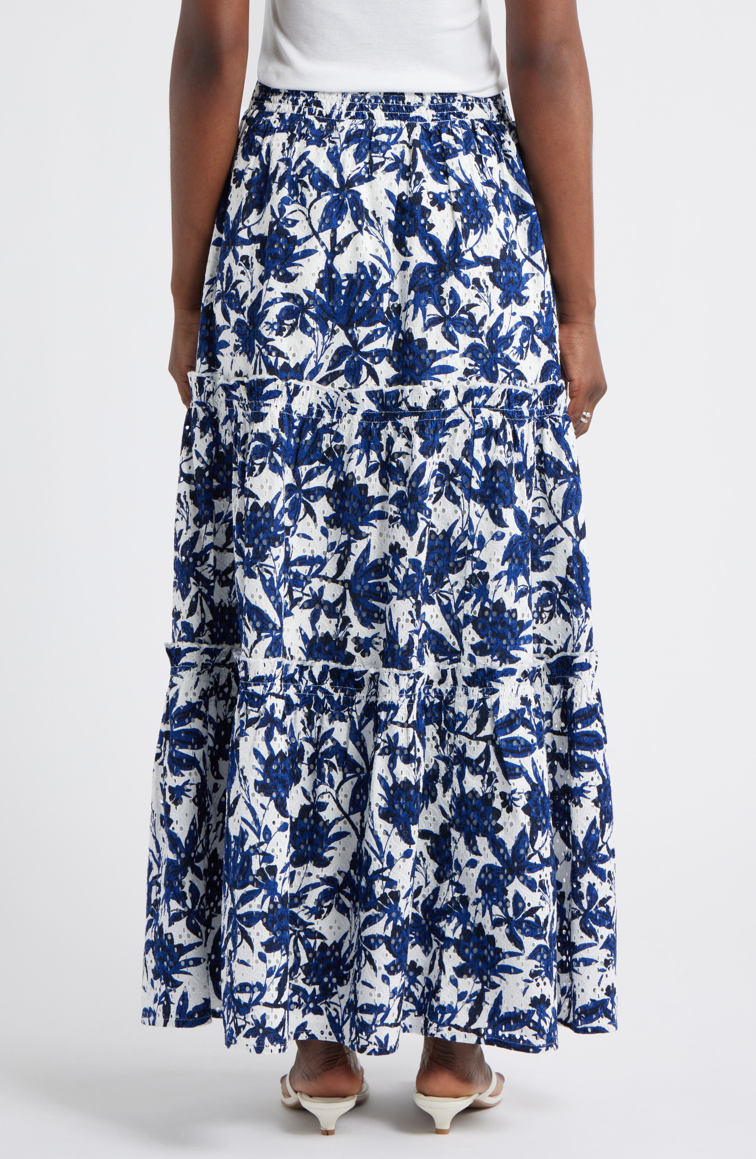 Caslon® Printed Eyelet Tiered Skirt | Nordstromrack