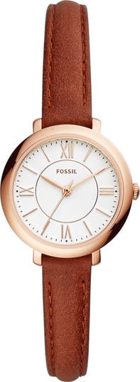 Fossil Mini Jacqueline Leather Strap Watch, 27mm | Nordstrom
