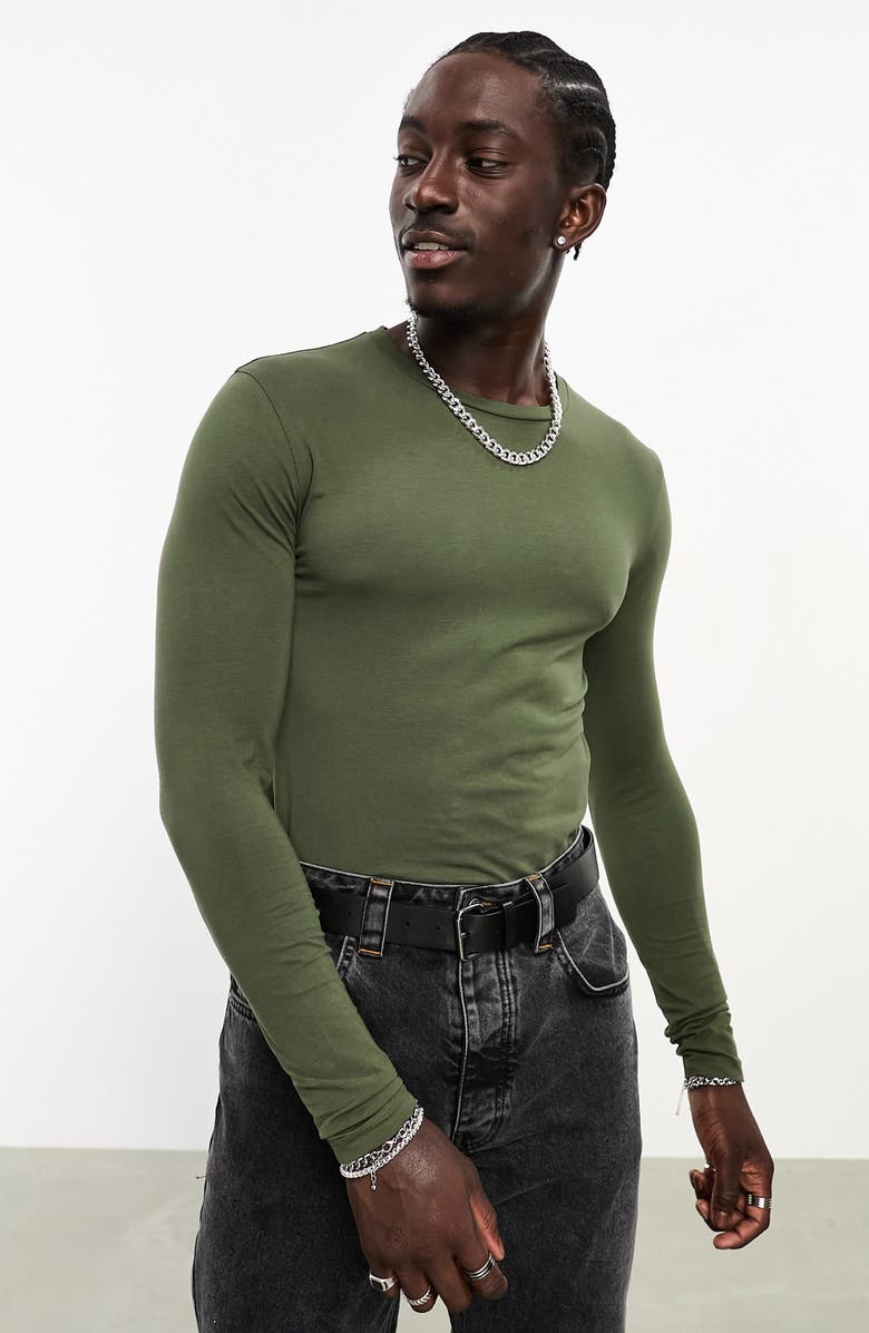 ASOS DESIGN Muscle Fit Long Sleeve Stretch Cotton T-Shirt | Nordstromrack